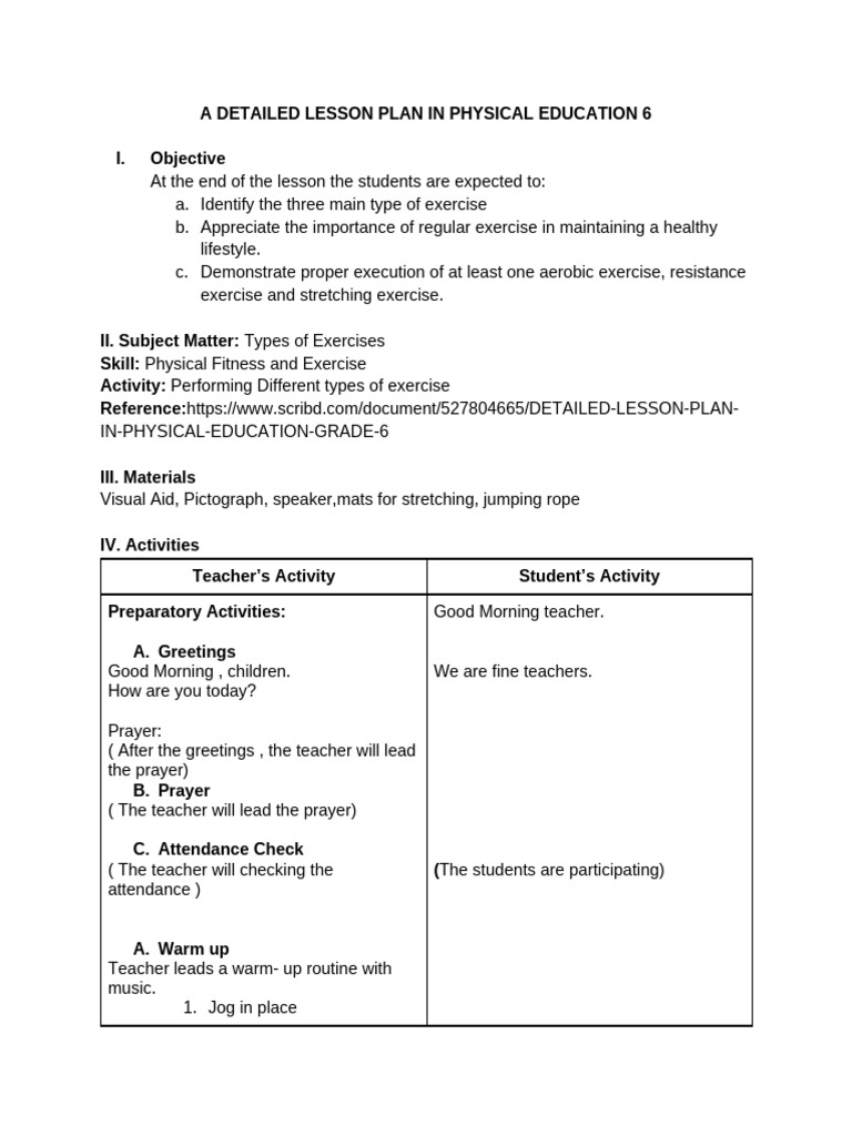 dlp editable (1) | PDF | Aerobic Exercise | Strength Training