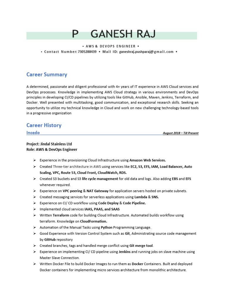 Ganesh Resume | PDF | Cloud Computing | Amazon Web Services