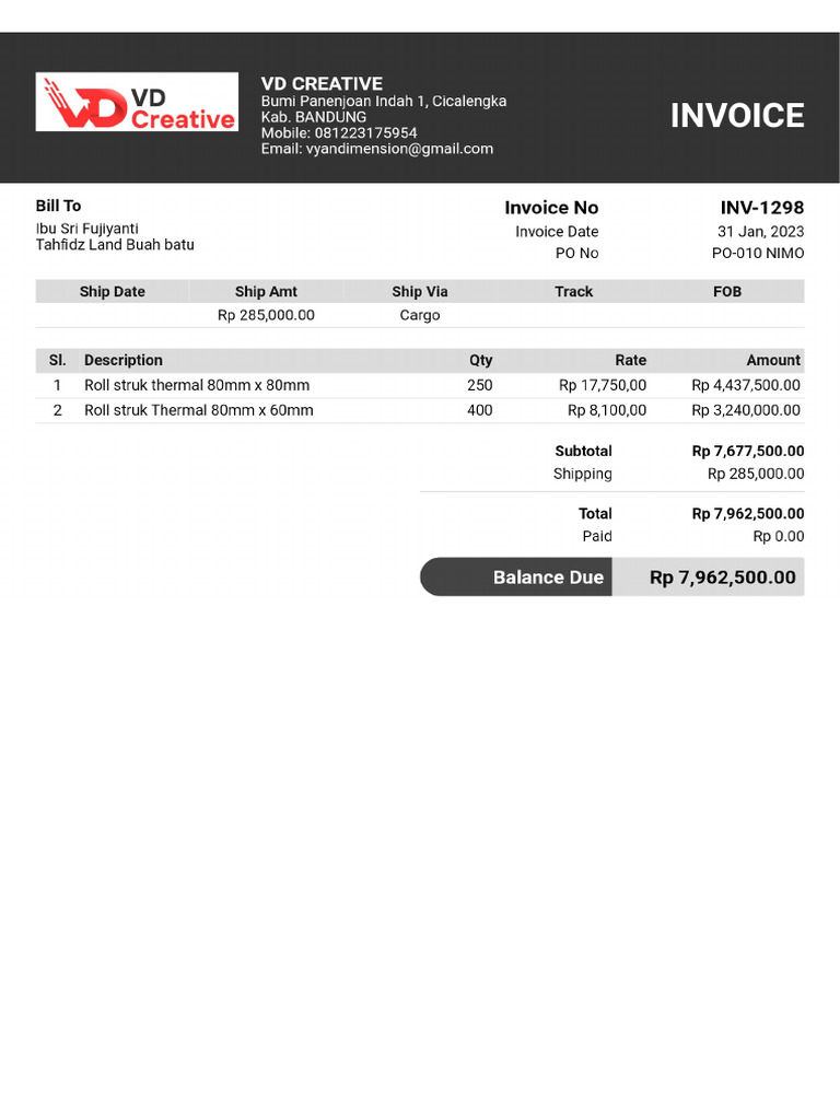Invoice INV 1298 | PDF