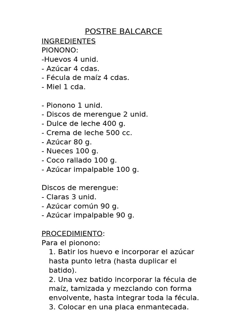 Postre Balcarce | PDF