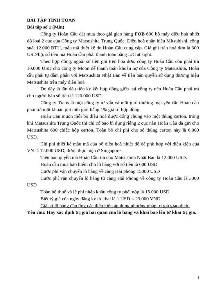 (PLHQ) Bài Tập Số 1 | PDF