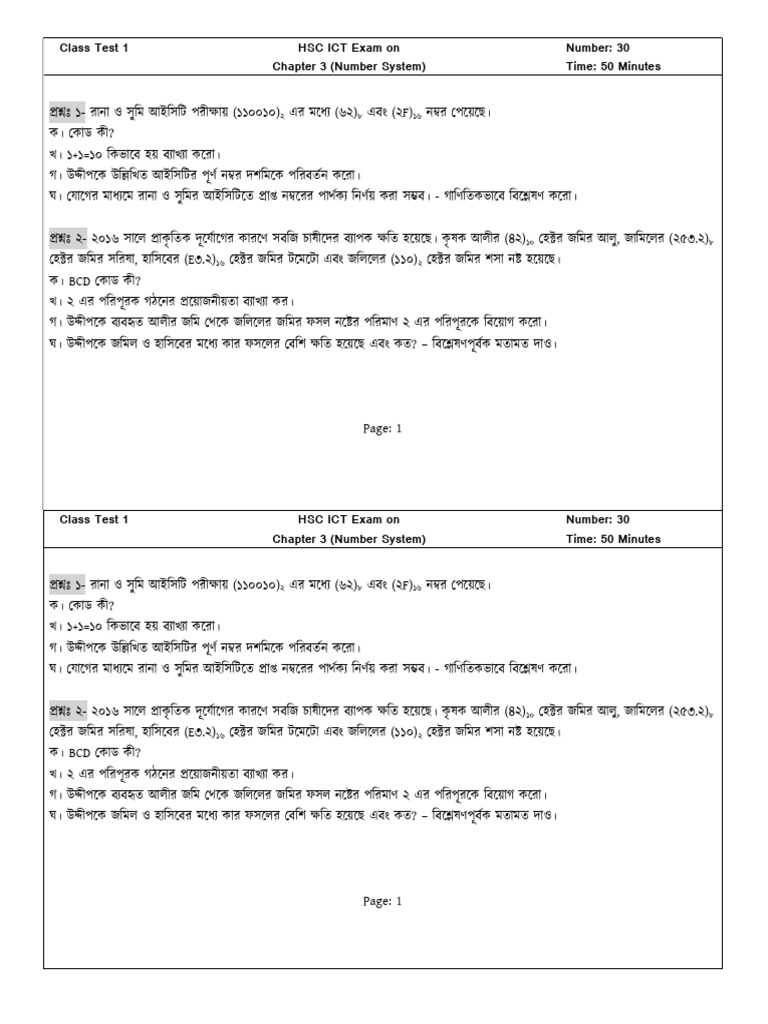 Class Test 1 Chapter 3 (Number System) | PDF