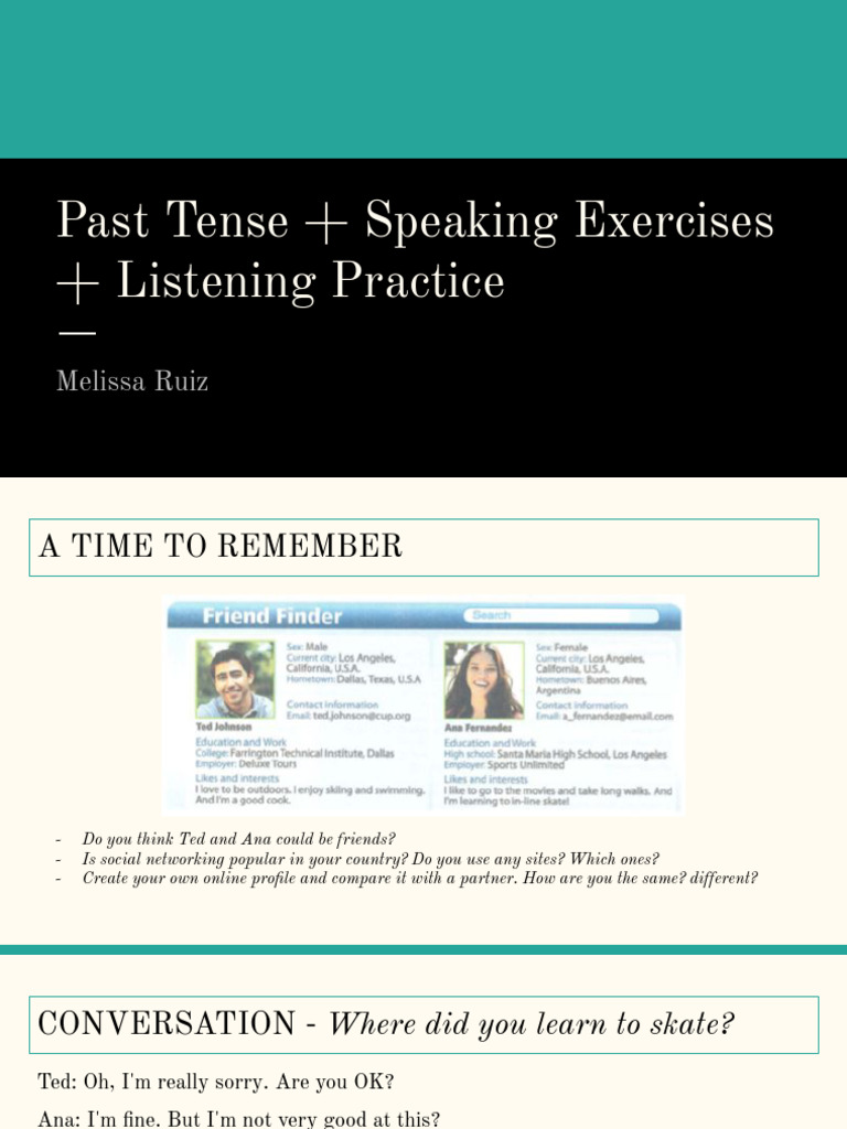 Past Tense Speaking and Listening Exercises | PDF | Linguistics