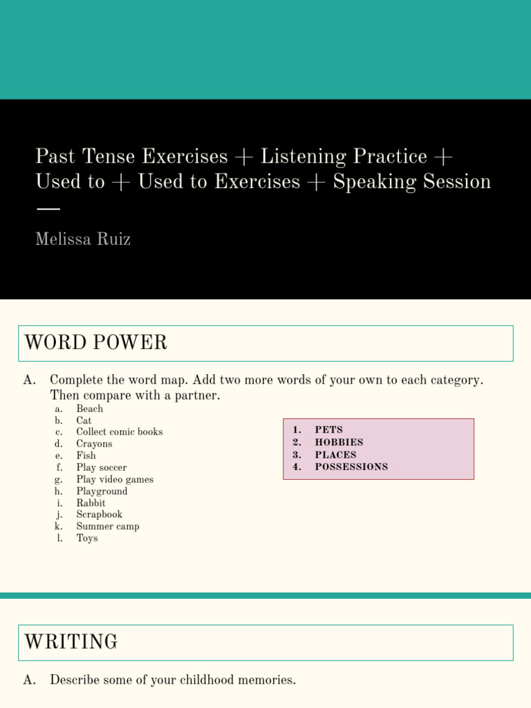 02 Past Tense Exercises + Listening Practice + Used To + Used To ...