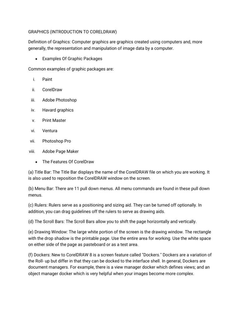 GRAPHICS (Introduction To CorelDraw) | PDF | Window (Computing) | Shape