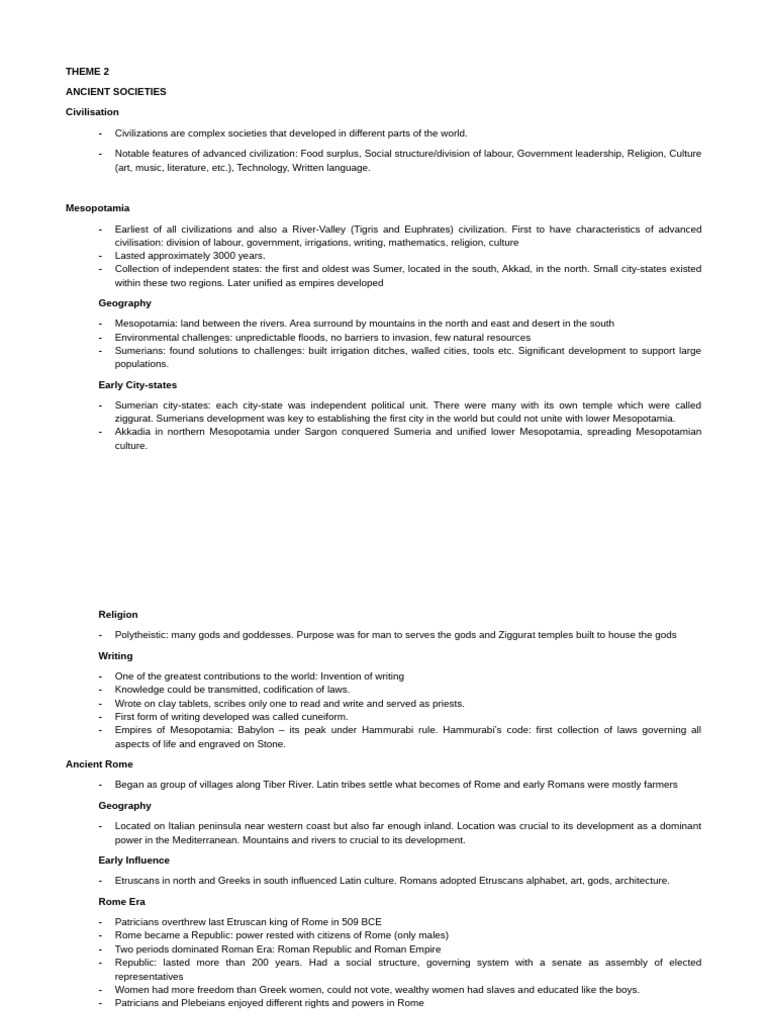 GES 110 Theme 2 - Class Notes | PDF | Ancient Rome | Mesopotamia