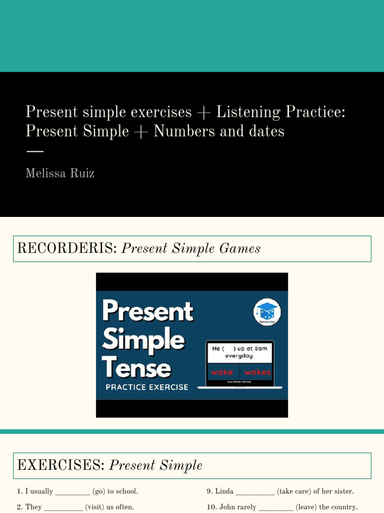 Present Simple Exercises + Listening Practice: Present Simple + Numbers ...