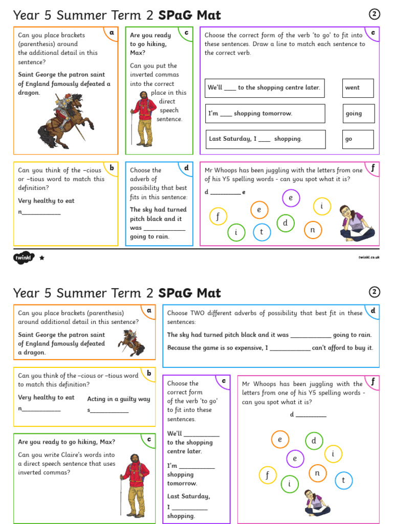 Year 5 SPaG Practice and Answers | PDF | Bracket | Verb