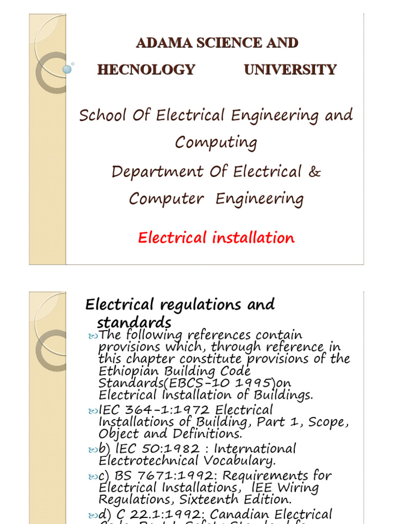 Lecture - Electrical Installation | PDF | Insulator (Electricity ...