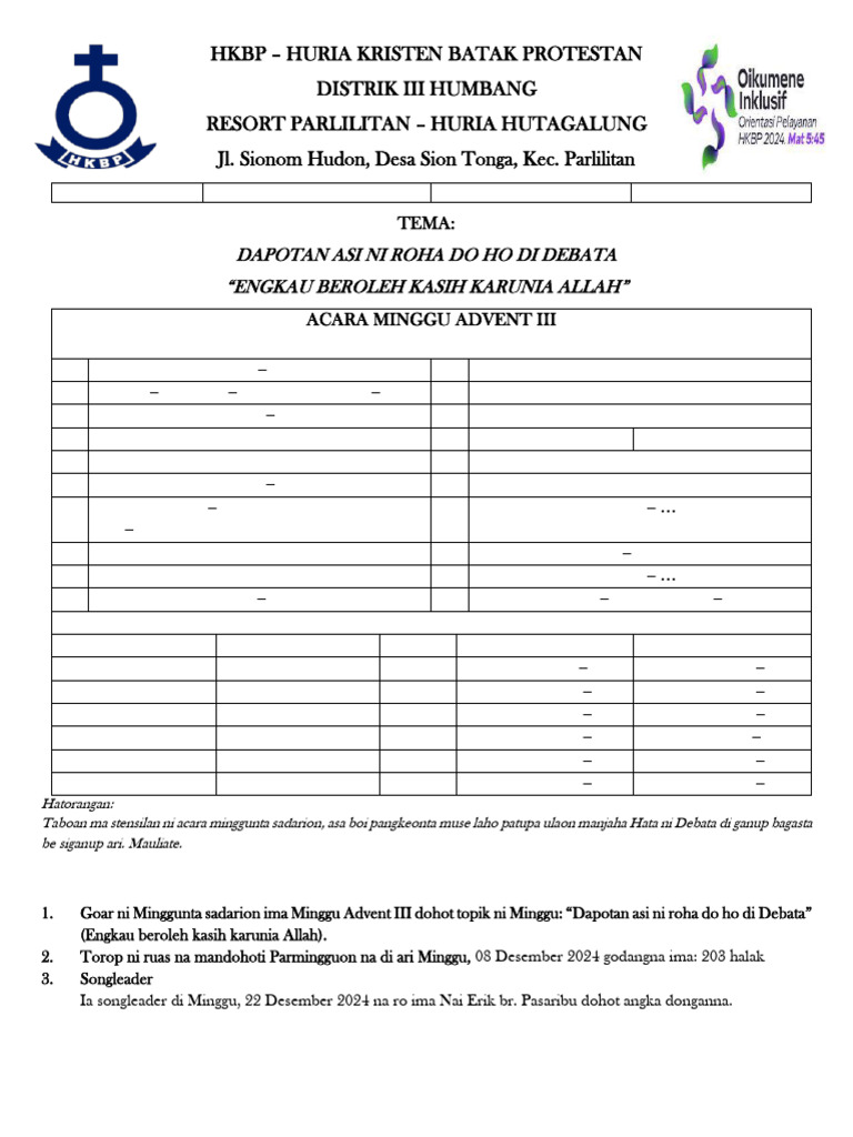 Konsep Acara Dan Tingting Minggu 15 Des 2024 | PDF
