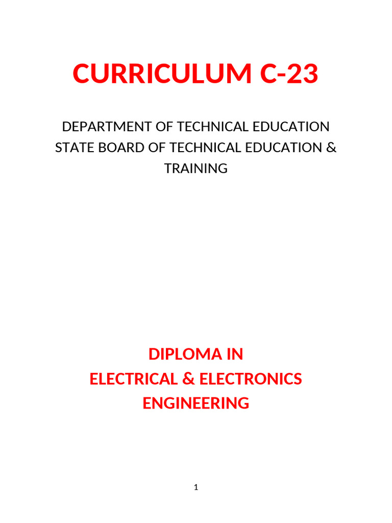 Curriculum C-23: Diploma in EEE Overview | PDF | University And College ...