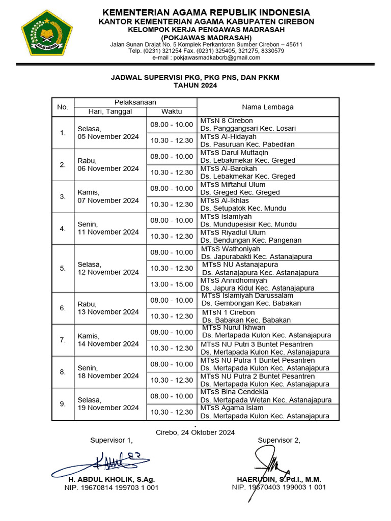 JADWAL PKG 2024 | PDF