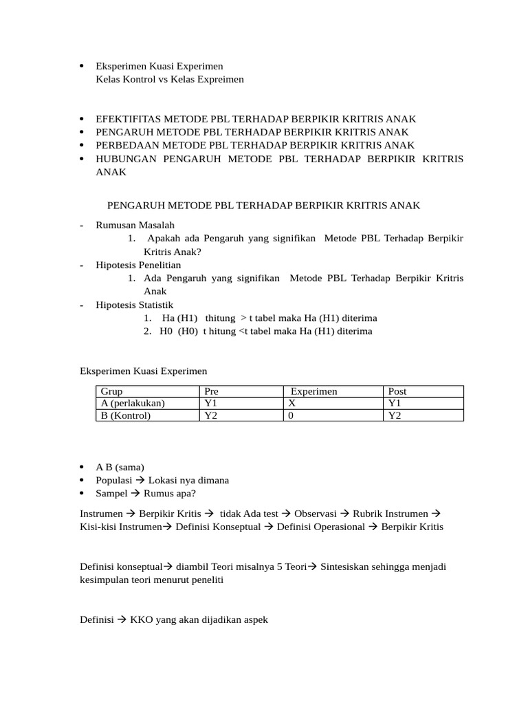 Eksperimen Kuasi Experimen | PDF