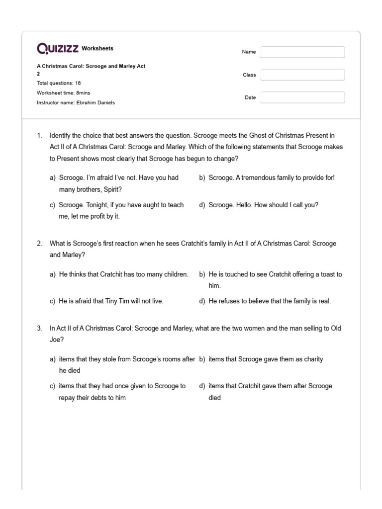 Scrooge's Transformation in Act II | PDF | Ebenezer Scrooge | A ...