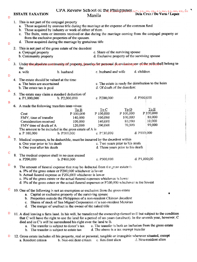 Estate Tax Calculation and Deductions Guide | PDF | Taxes | Government ...