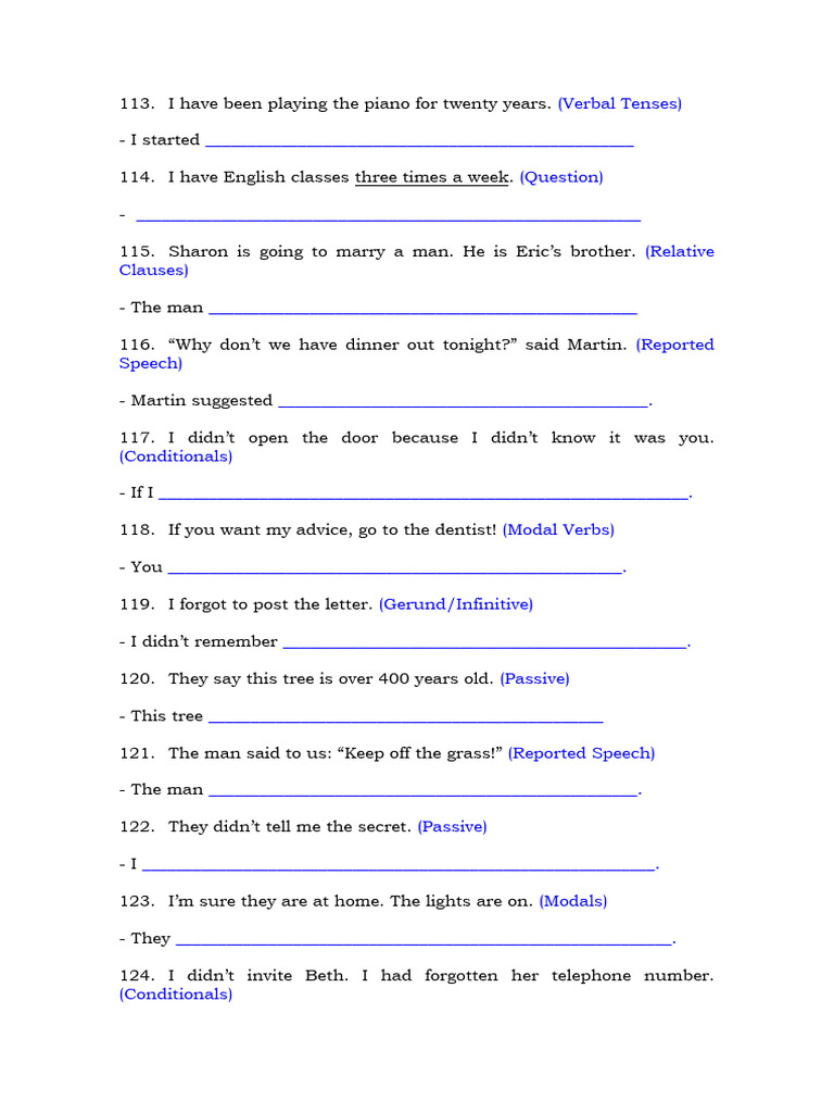 English Rephrasing 2 Mixed | PDF | Verb | Grammar