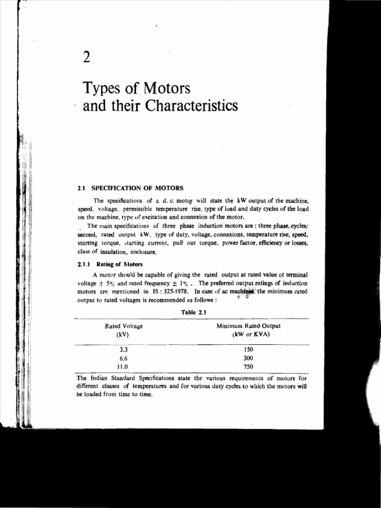 2 Types of Motors and Their Characteristics | PDF | Electric Motor ...