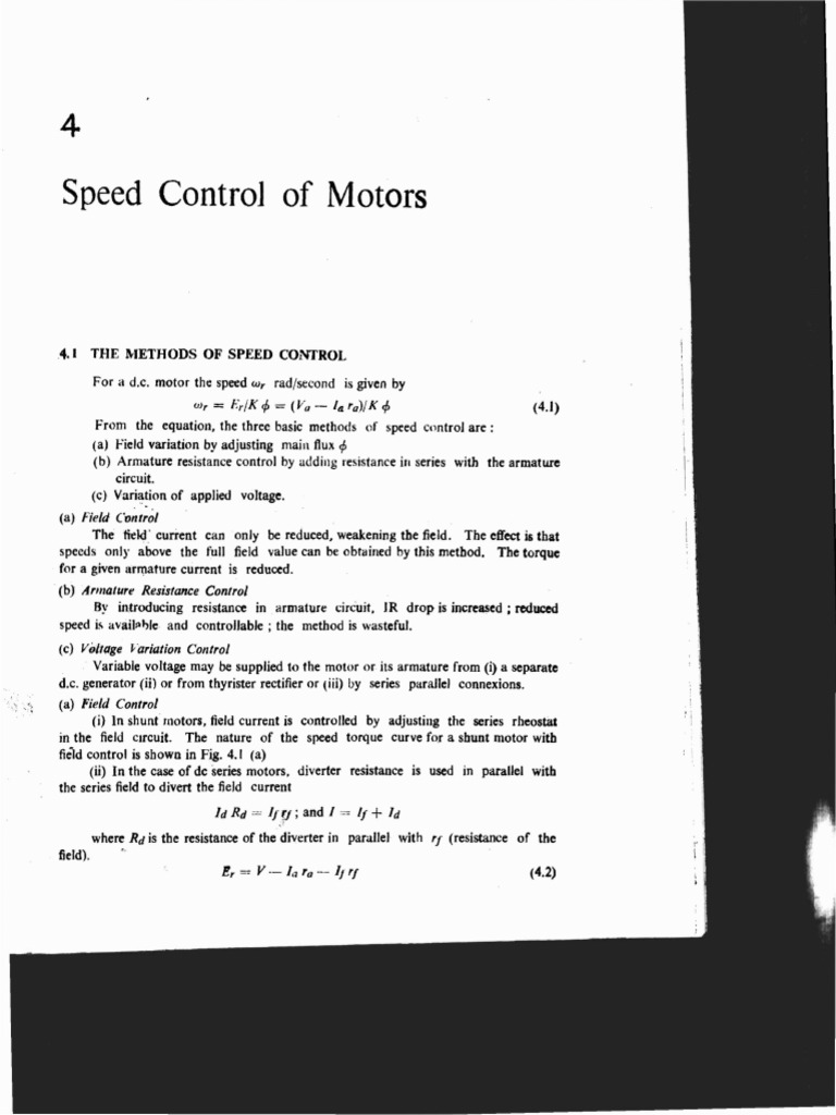 4 Speed Control of Motors | PDF | Electric Motor | Electric Generator