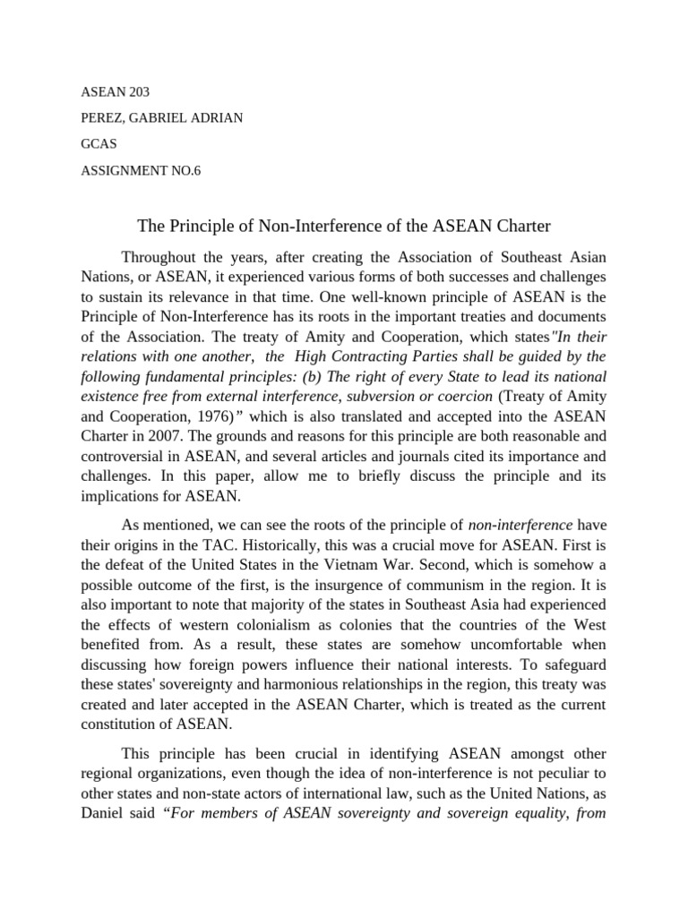 ASEAN Non-Interference Principle Explained | PDF | Sovereignty ...