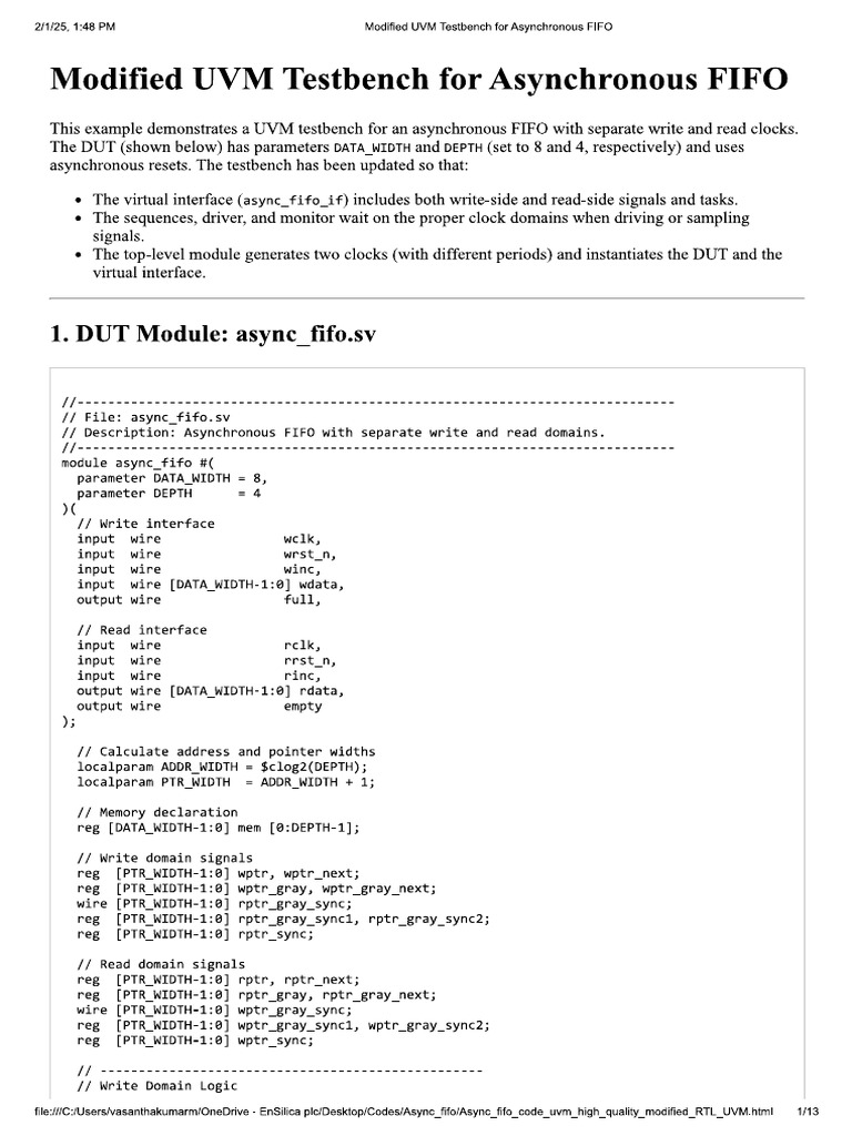 Async Fifo RTL Uvm | PDF