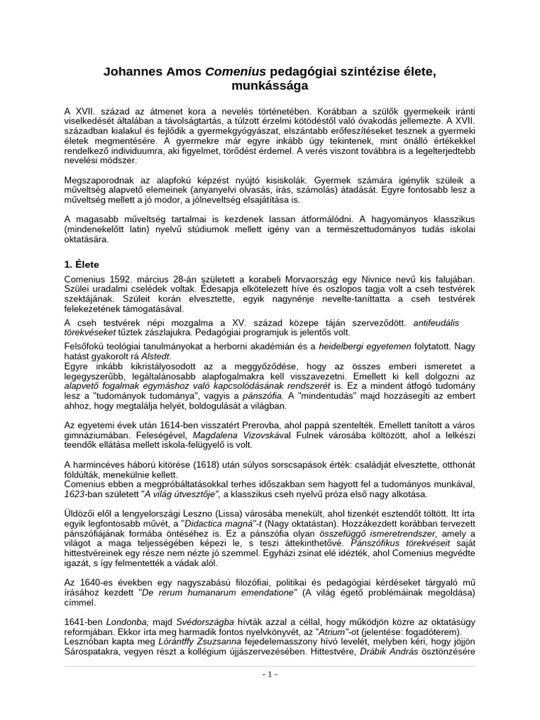 8. Comenius, Apáczai Csere János | PDF
