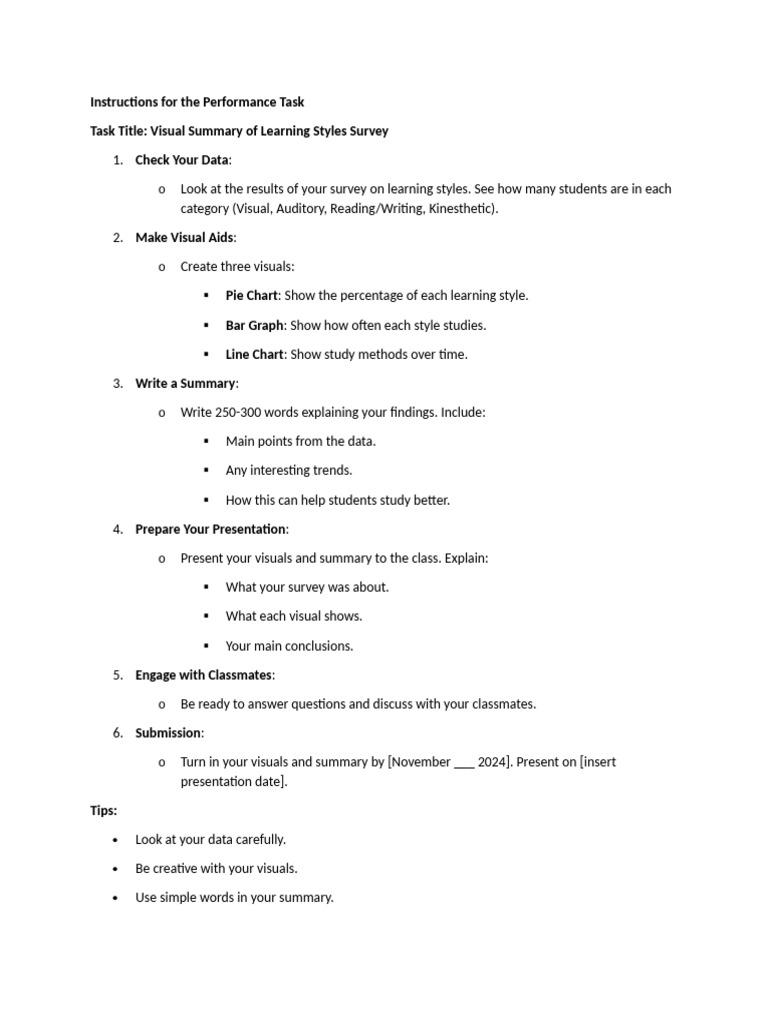 Performance Task Instruction | PDF