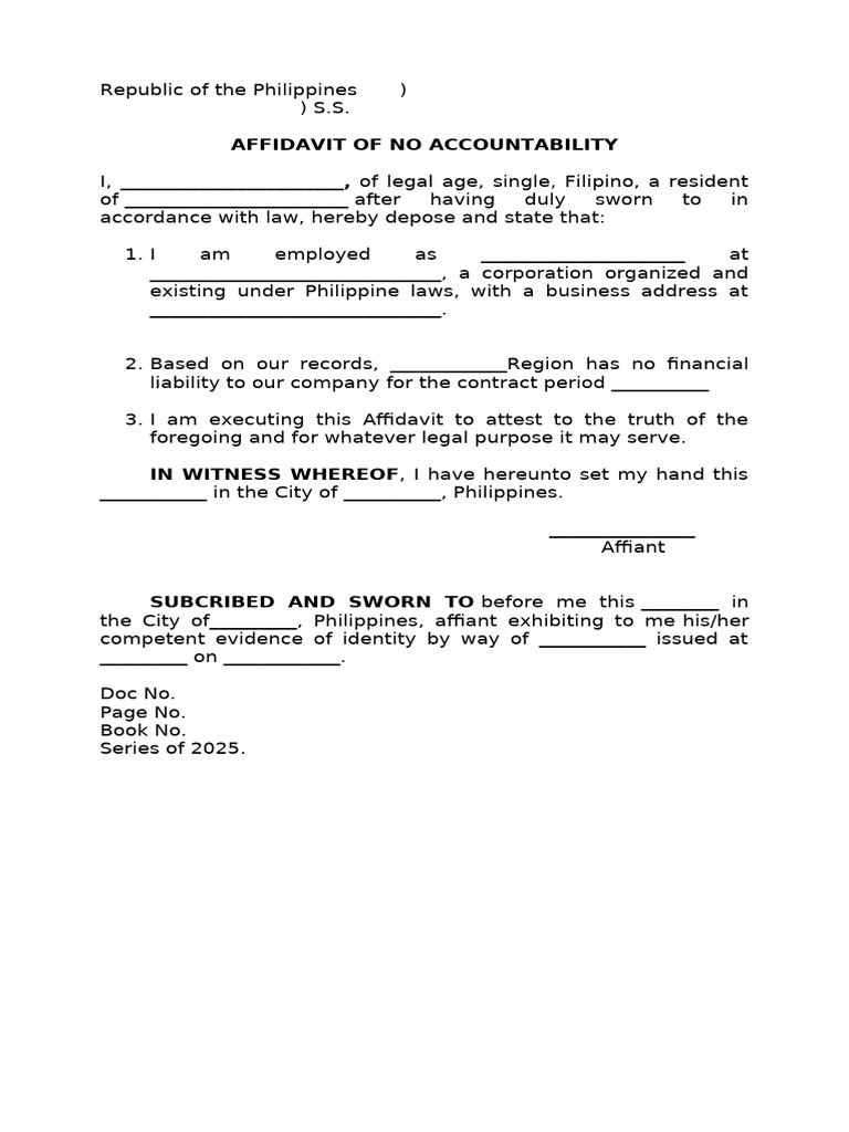 Affidavit of No Accountability PMPC | PDF