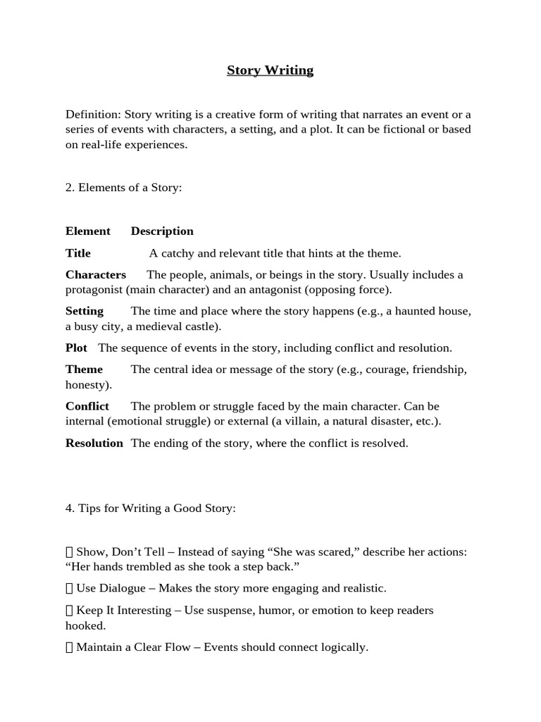Essential Elements of Story Writing | PDF | Plot (Narrative)