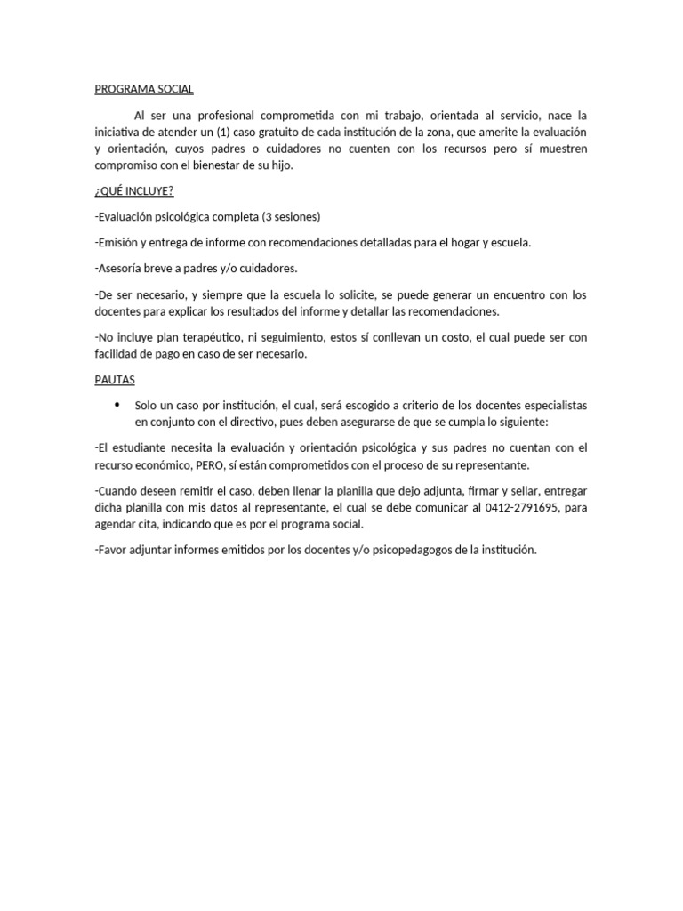 Programa Social de Evaluación Psicológica | PDF