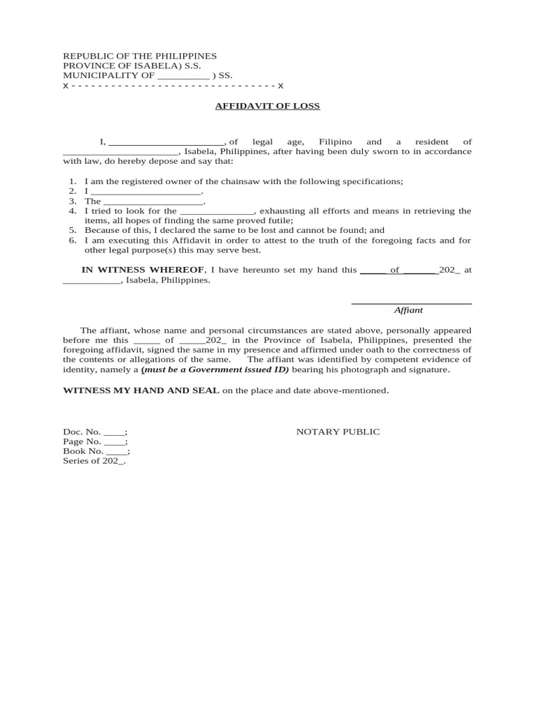 Affidavit of Loss | PDF