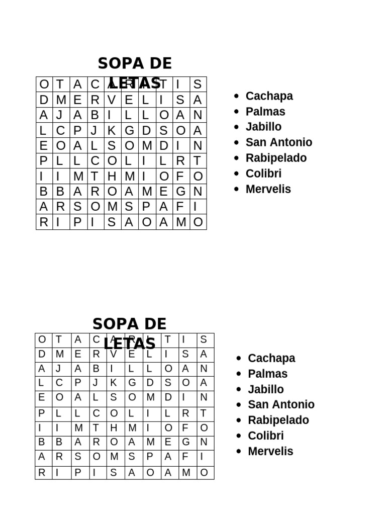 sopa de letra | PDF