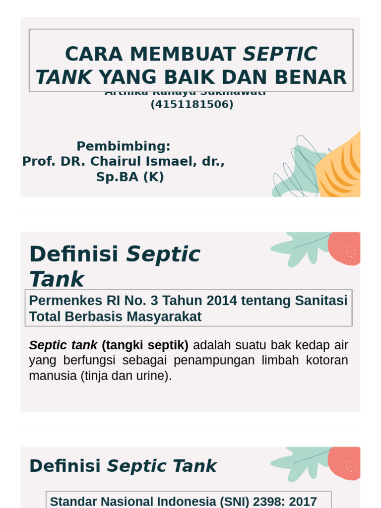 Panduan Pembuatan Septic Tank SNI | PDF