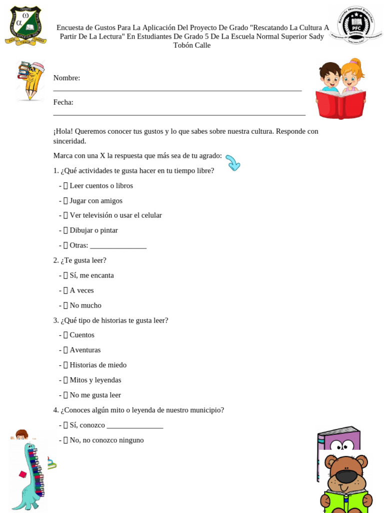 Encuesta de Gustos Proyecto De Lectura (1) | PDF