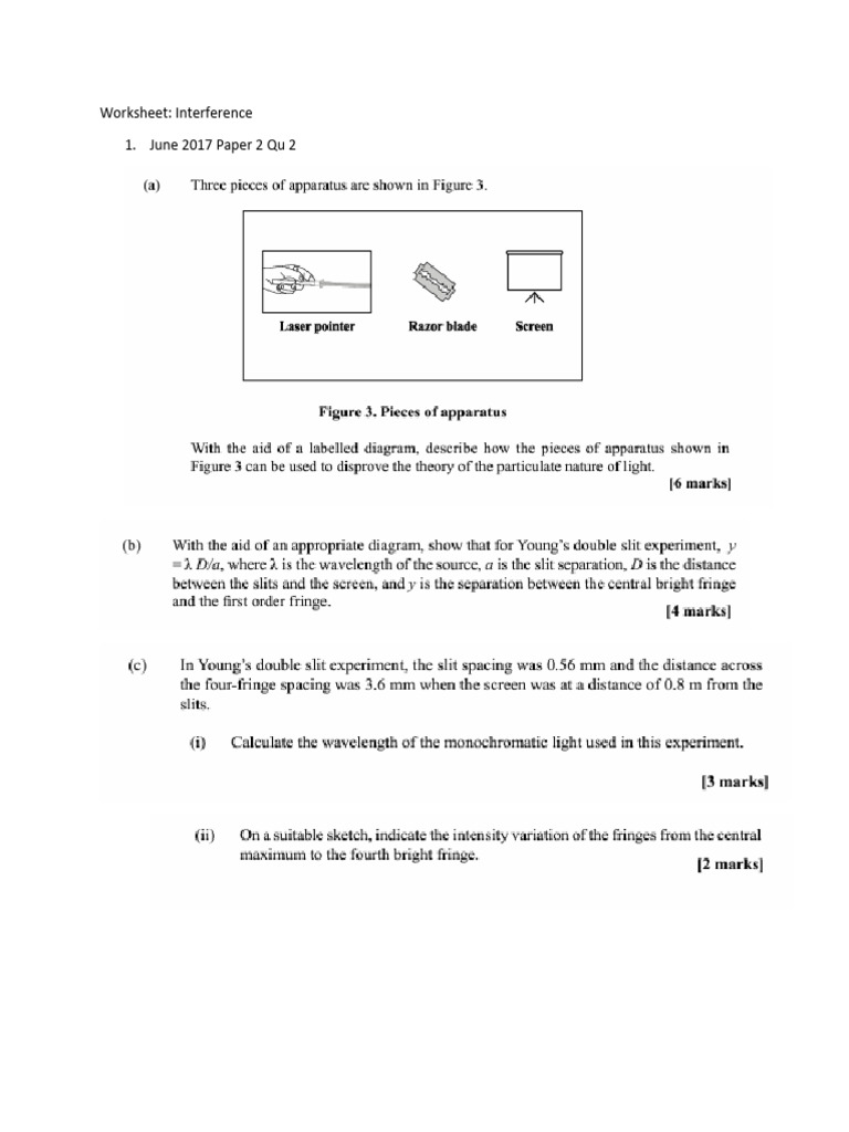 Worksheet Interference | PDF