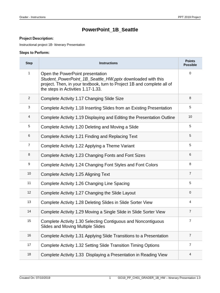 PowerPoint 1B Seattle Instructions | PDF | Microsoft Power Point | Software