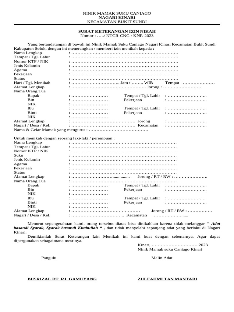 Ninik Mamak Suku Caniago | PDF