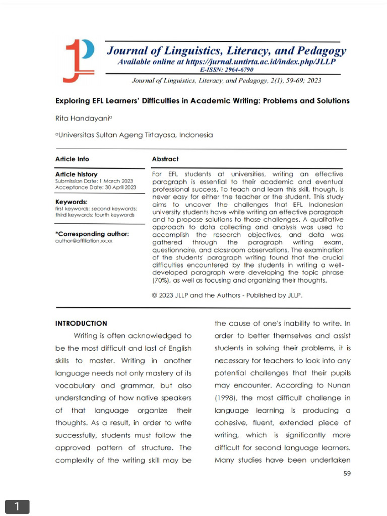 Academic Writing Problems and Solutions | PDF | English As A Second Or ...