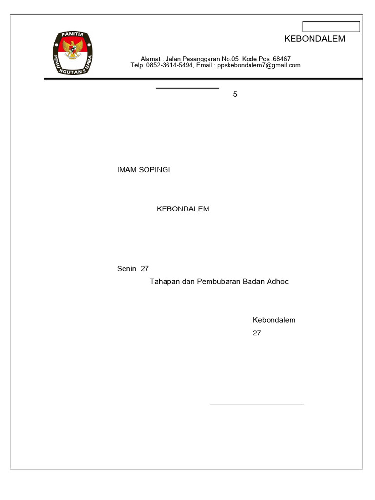 Kebondalem SURAT TUGAS IMAM | PDF