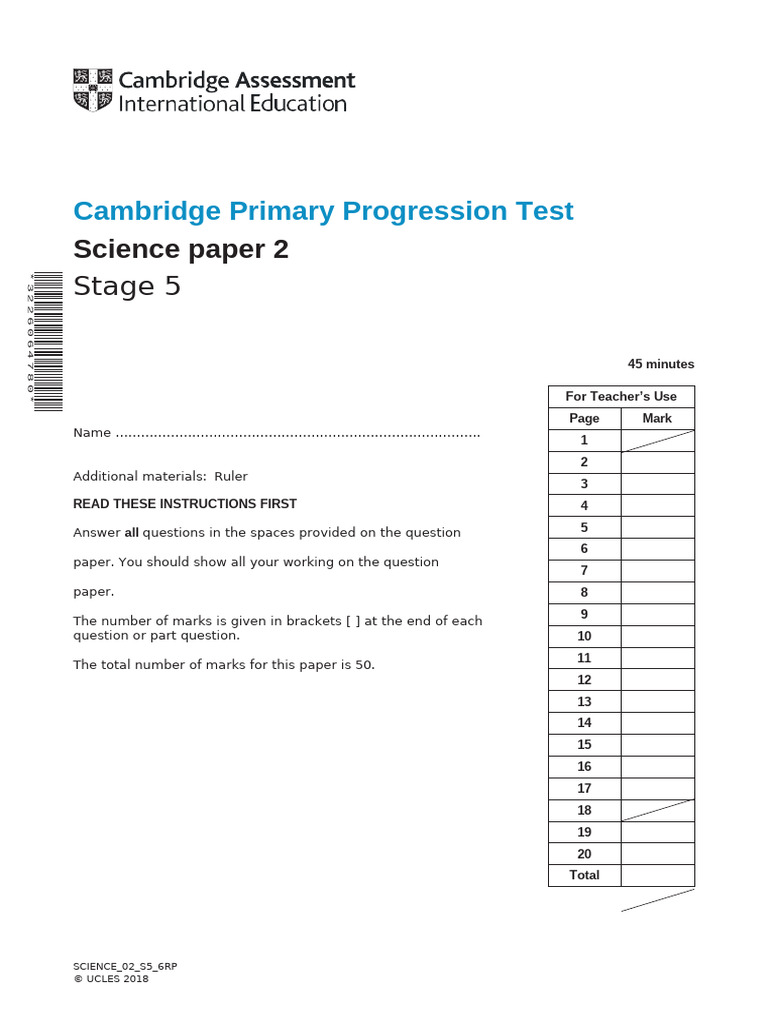 Cambridge Primary Science Test Stage 5 | PDF | Petal | Water