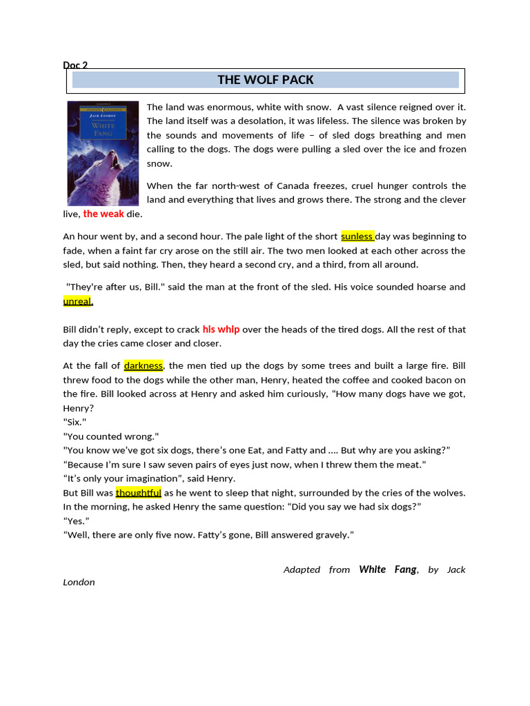 The Wolf Pack in White Fang | PDF