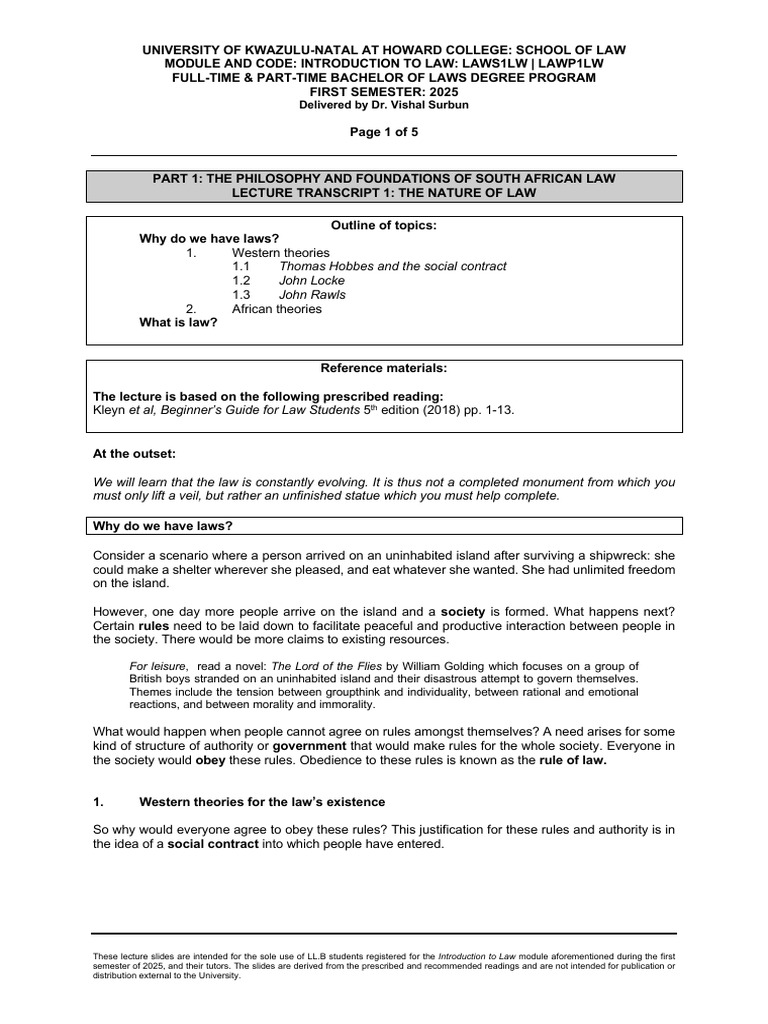 Part 1 Lecture 1 | PDF | Social Contract | John Locke