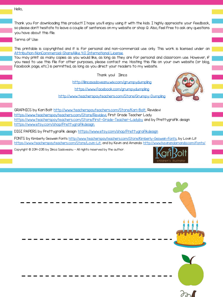 Tracingand Cutting Worksheets Food Vocabulary FREEBIE | PDF