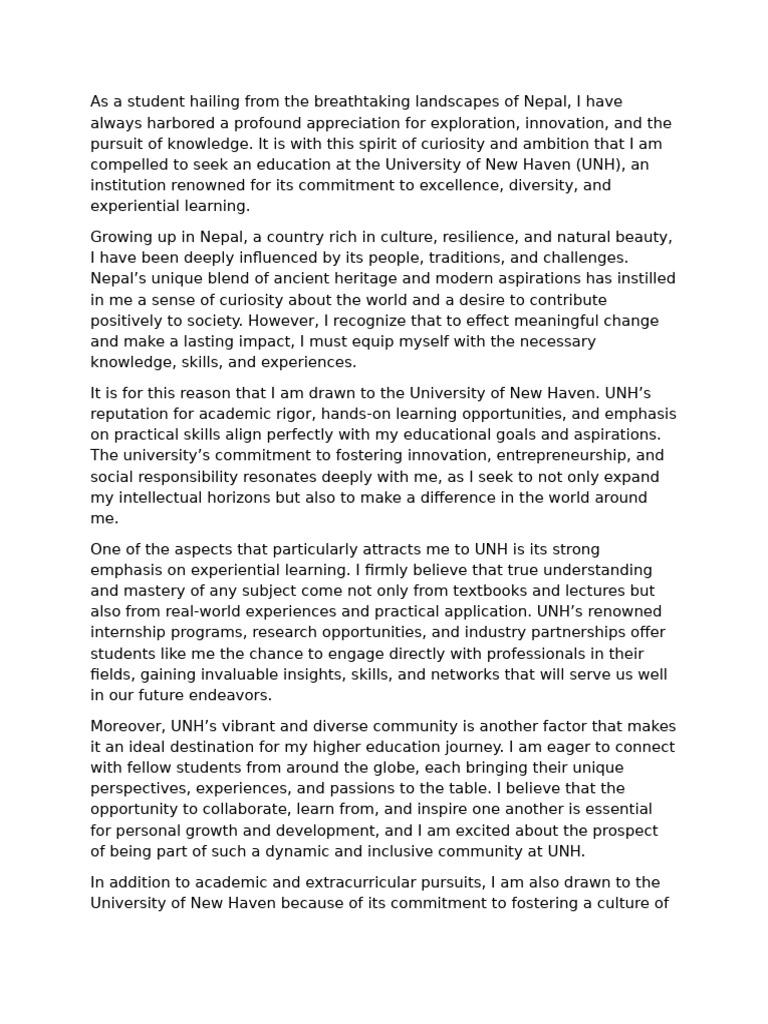 Unh Personal Statement | PDF | Cognition | Learning