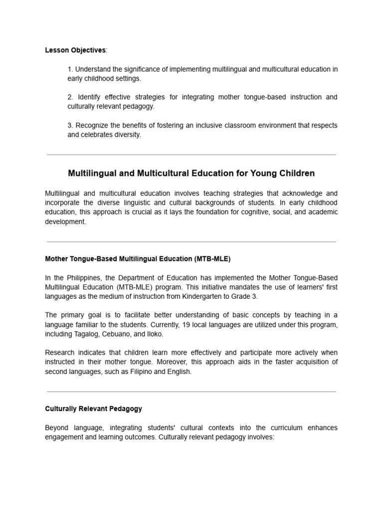 Multilingual Education Strategies for Kids | PDF | Multilingualism ...