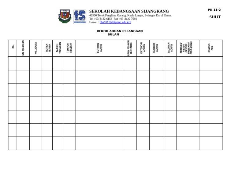 PK11-2 Rekod Aduan Pelanggan | PDF