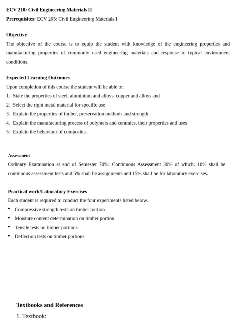 Civil Engineering Materials Course Overview | PDF | Composite Material ...