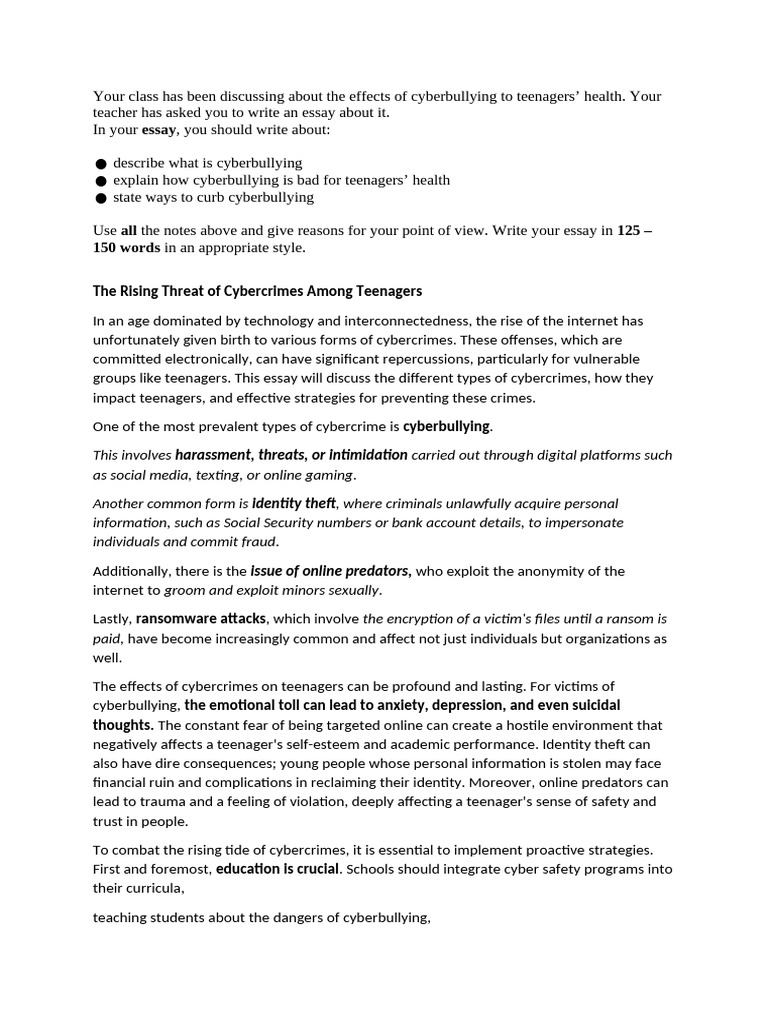 Topical Essay For Writing An Article | PDF | Cyberbullying | Cybercrime