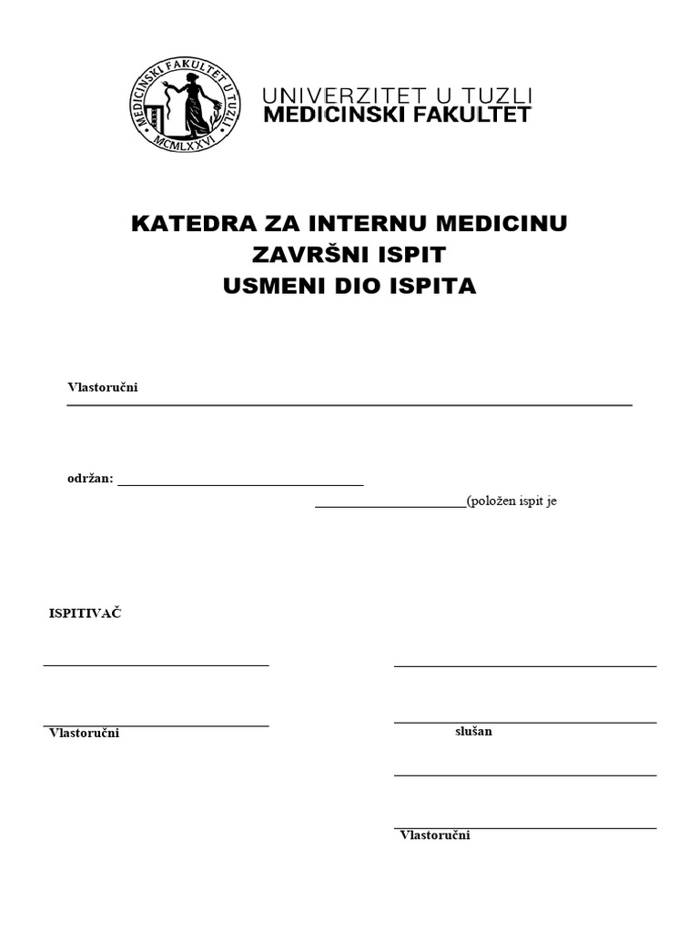 URNEK ZA USMENI, INTERNA MEDICINA | PDF