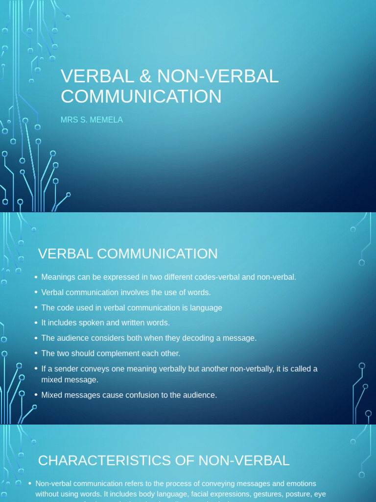 Verbal & Non-Verbal Communication | PDF | Nonverbal Communication ...