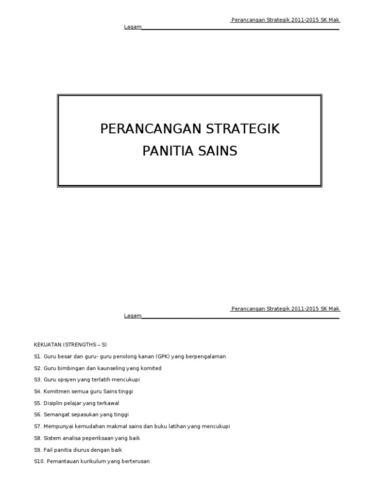 Perancangan Strategik Panitia Sains | PDF